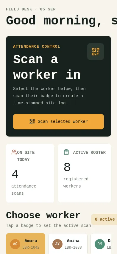 Labour QR Tracker Mobile