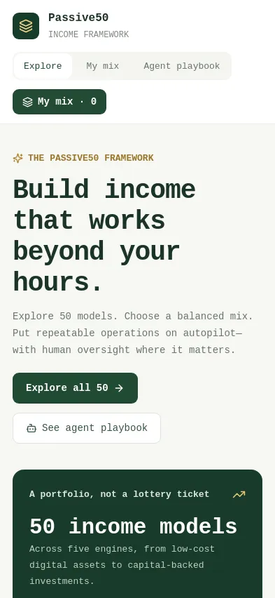 Passive50 Income Framework