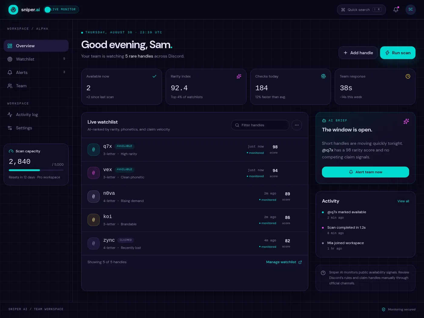 Username Sniper AI
