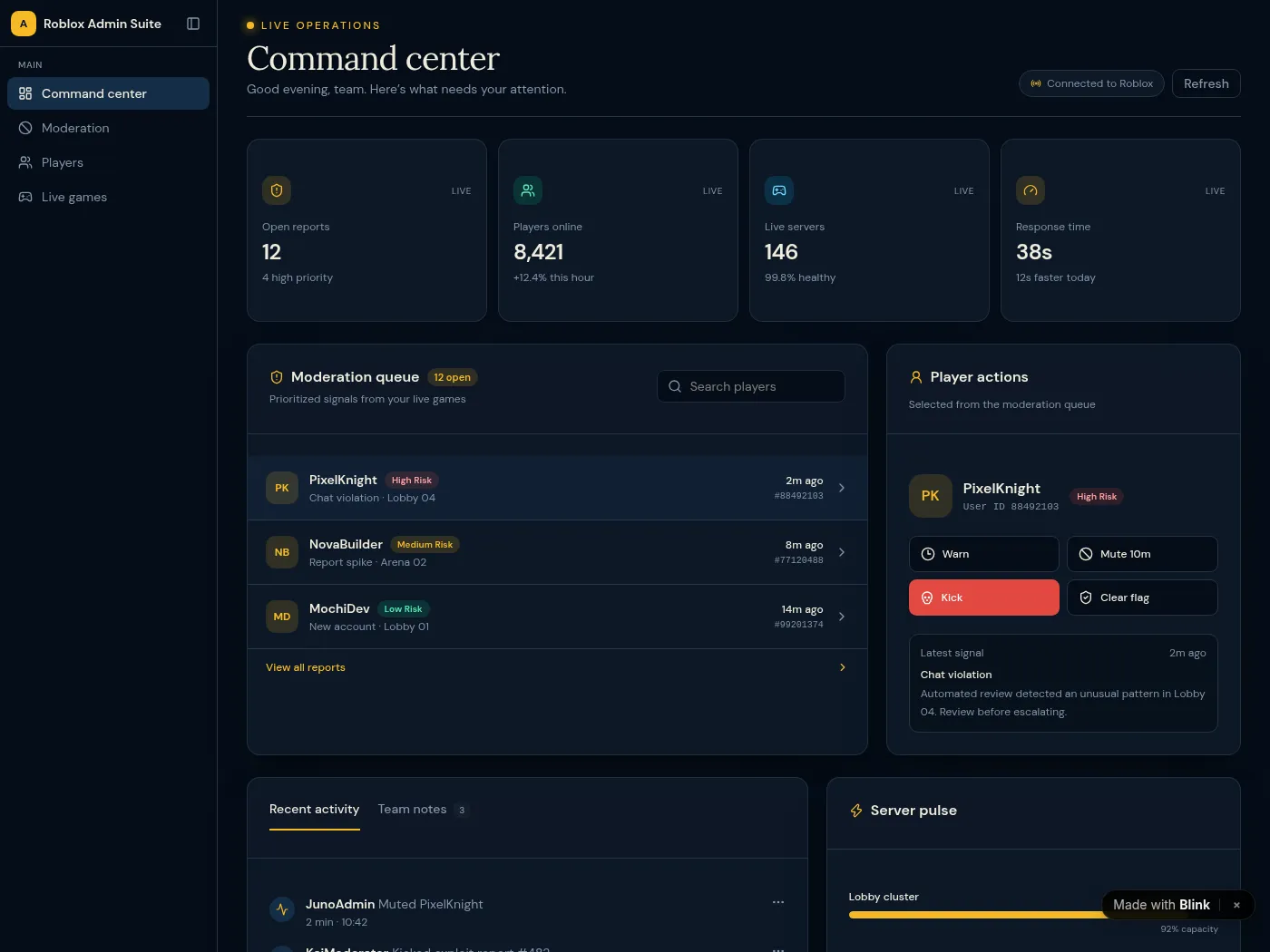 admin panel