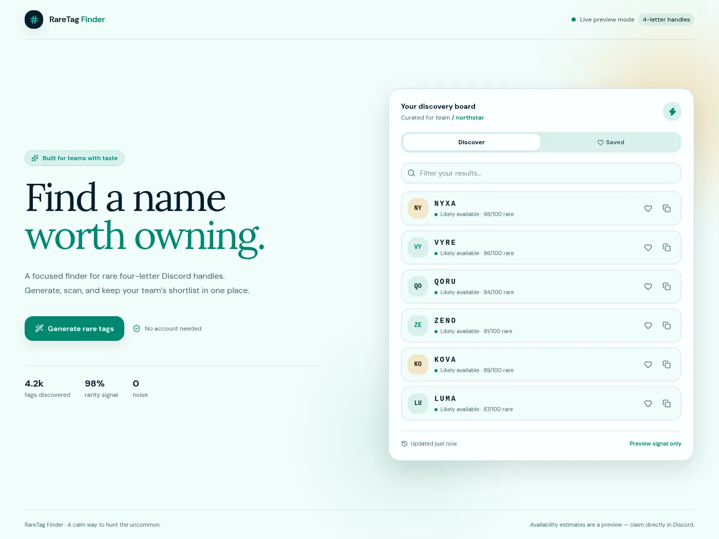 RareTag Finder