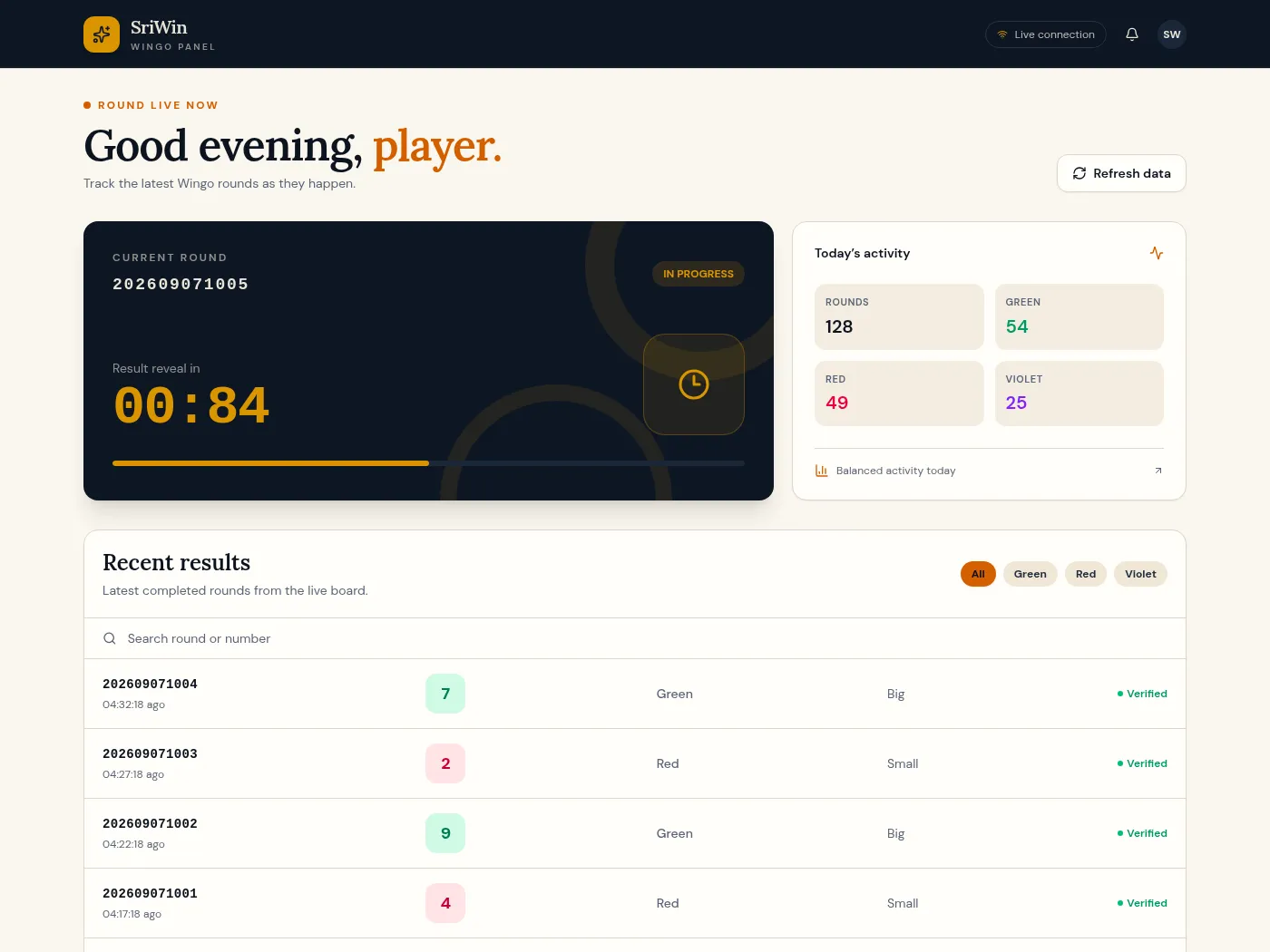 Wingo Game Panel