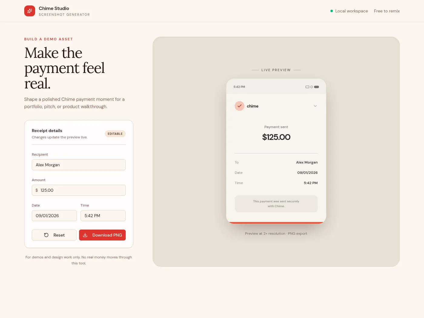 Chime Demo Screenshot Generator