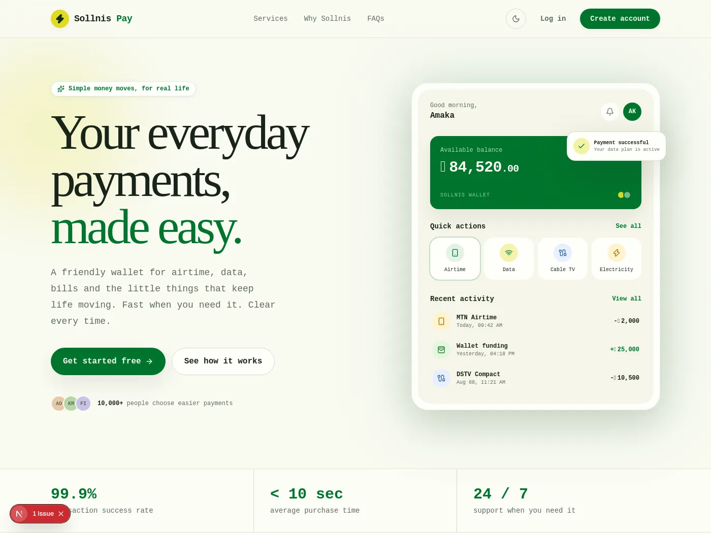 Sollnis Pay Frontend MVP