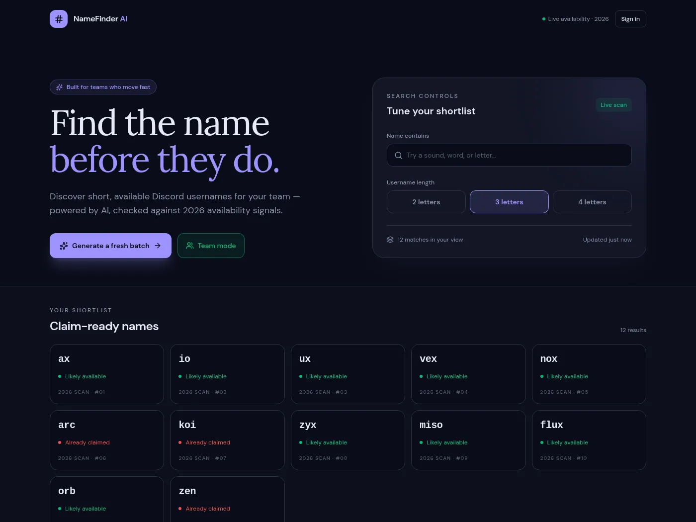 NameFinder AI