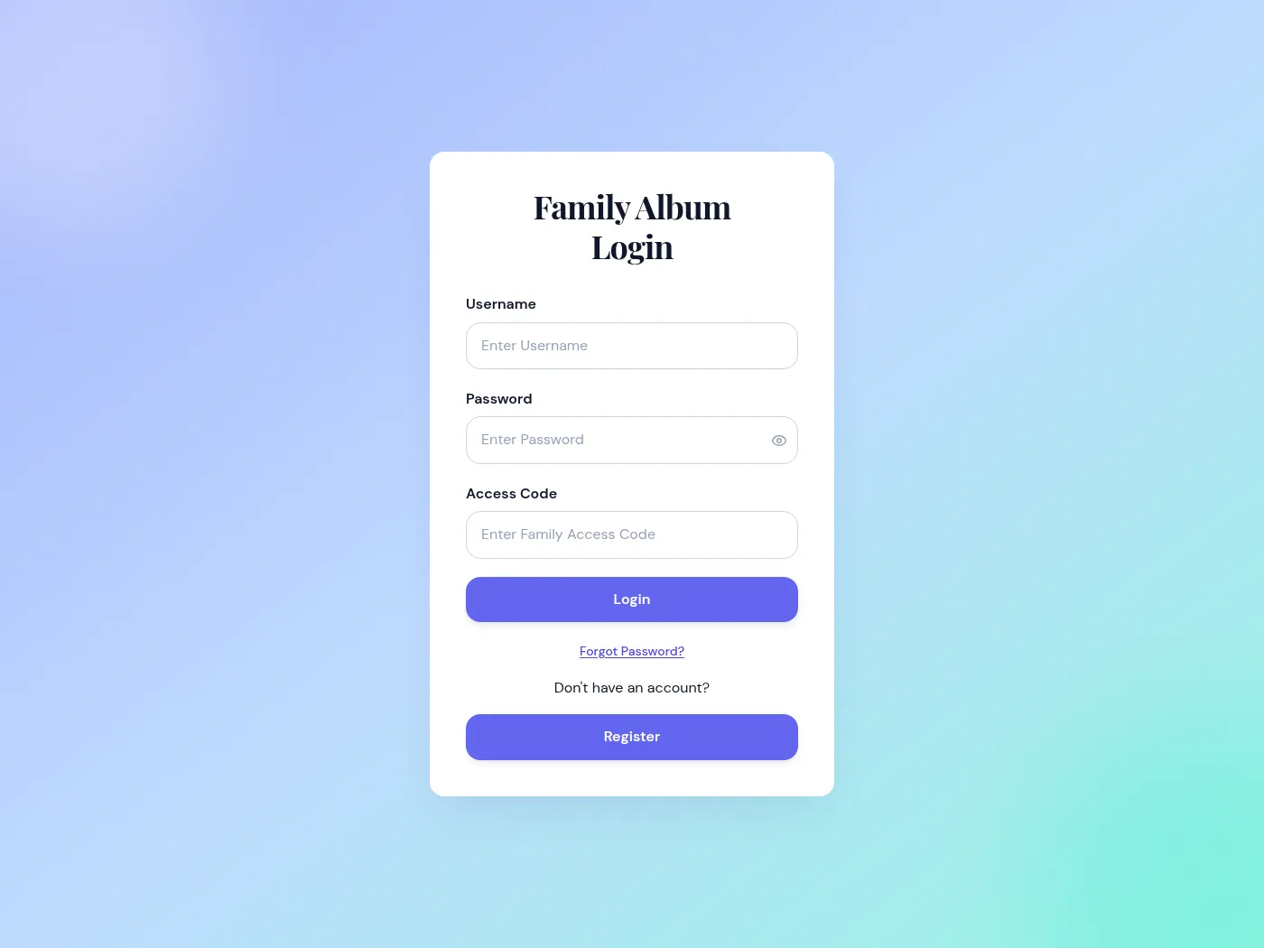 Photo Album Login