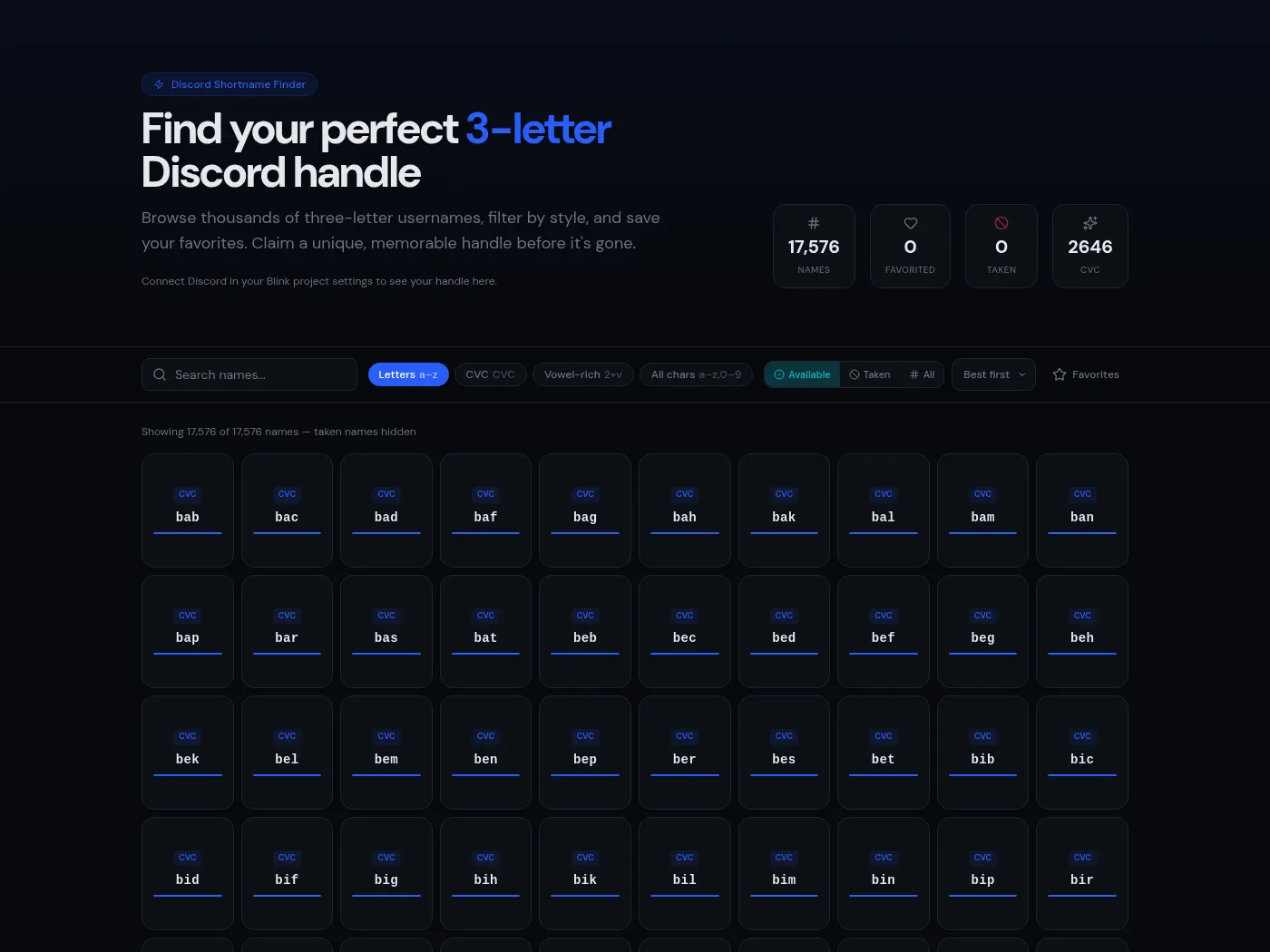 Discord Shortname Finder