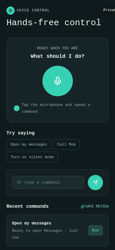 Voice Command Mobile Control