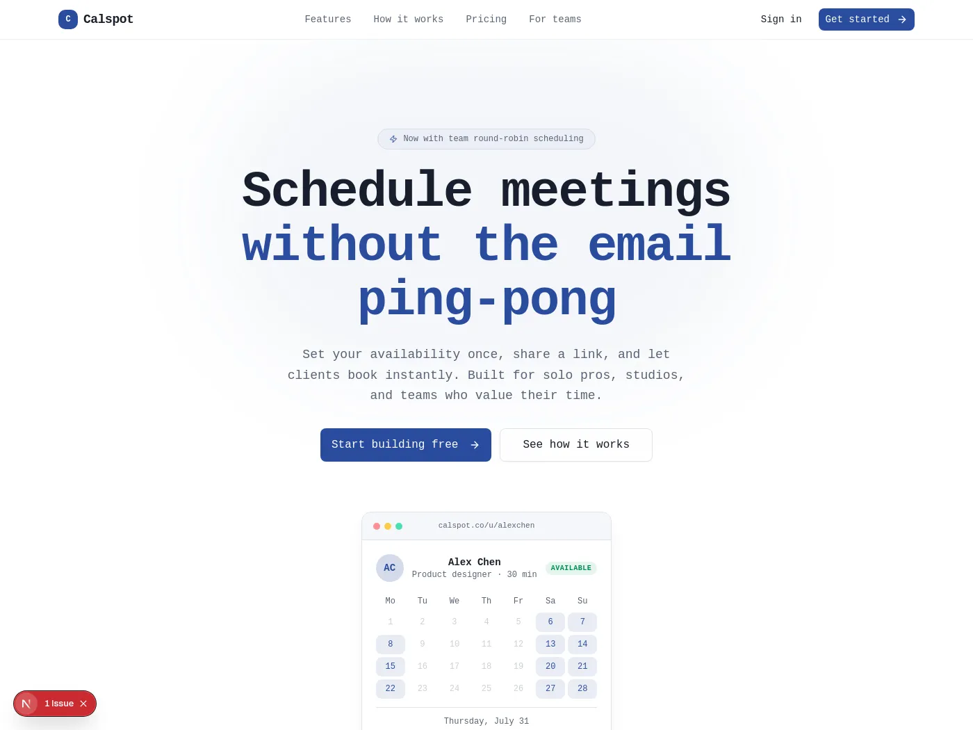 Calspot SaaS Landing Page