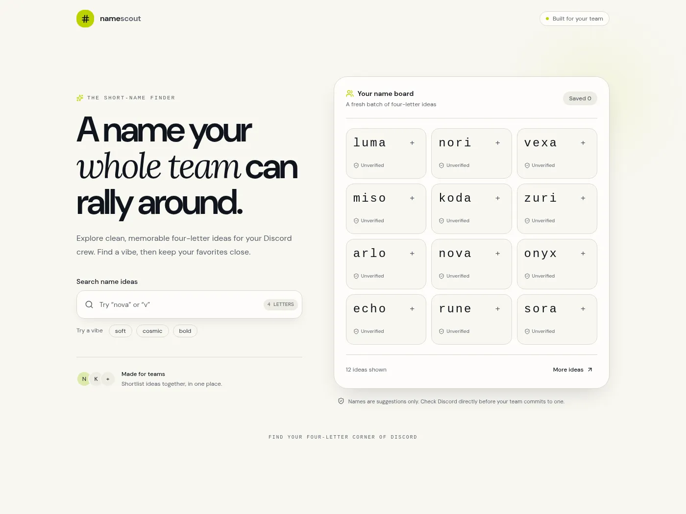Discord Name Scout