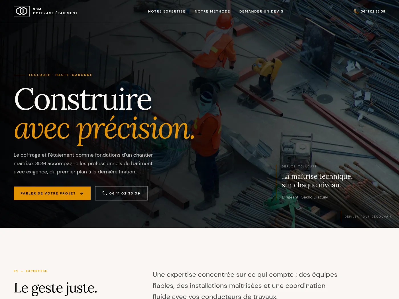 SDM Coffrage Landing Page