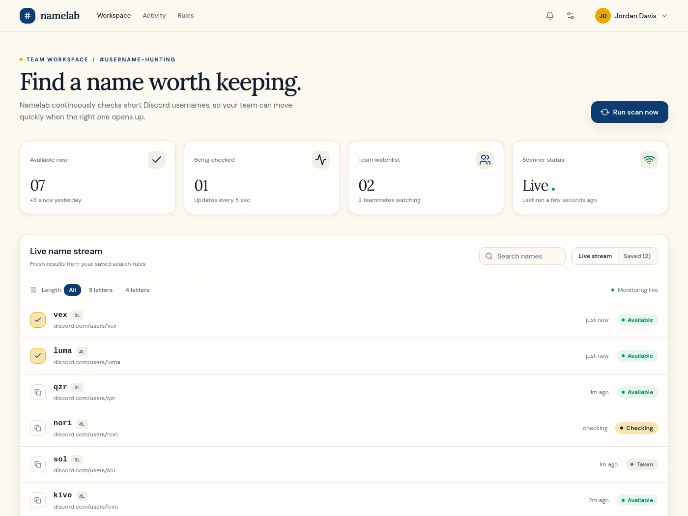 Discord Name Finder