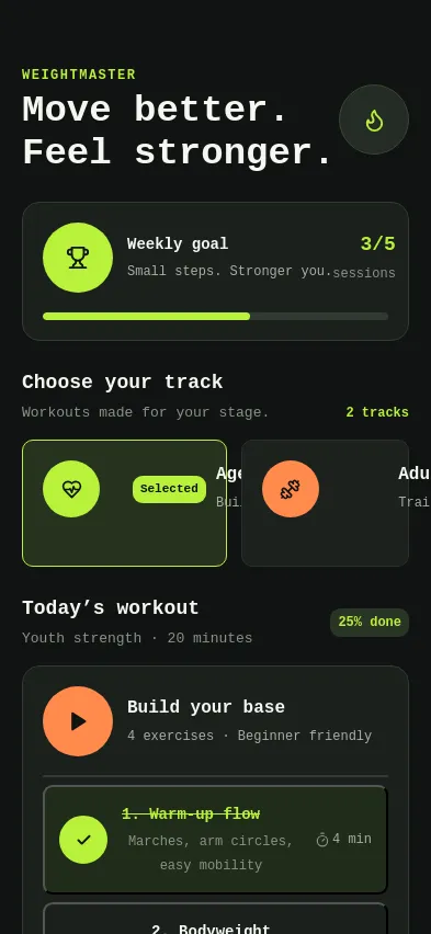 WeightMaster Fitness App