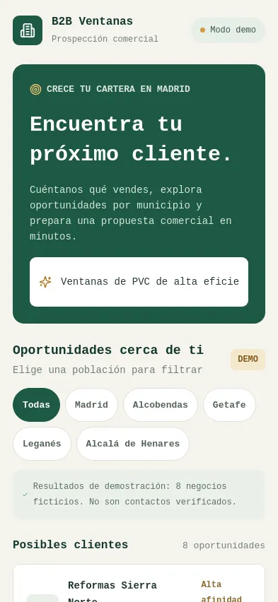 B2B Ventanas Finder