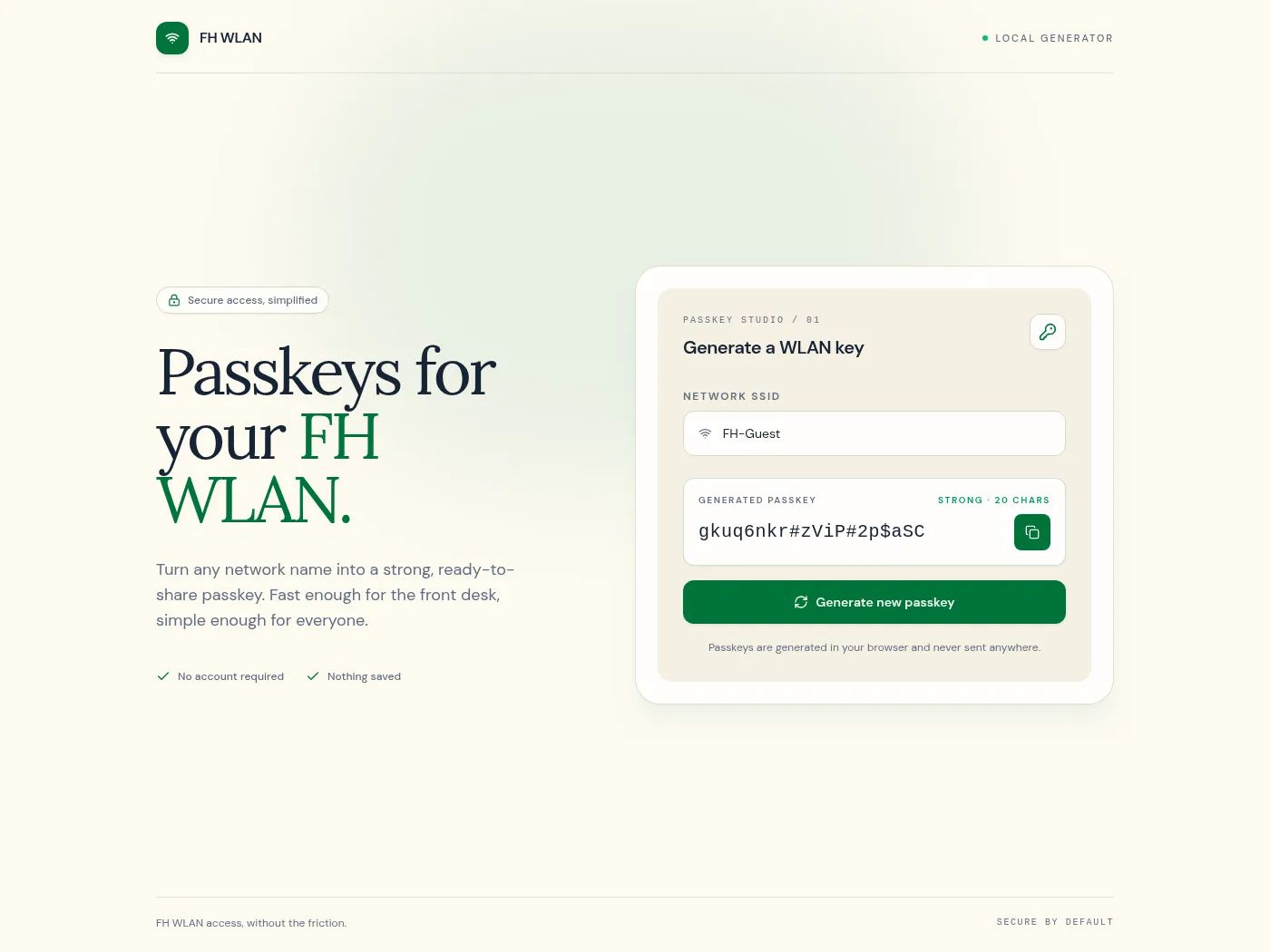 Instant WLAN Passkey