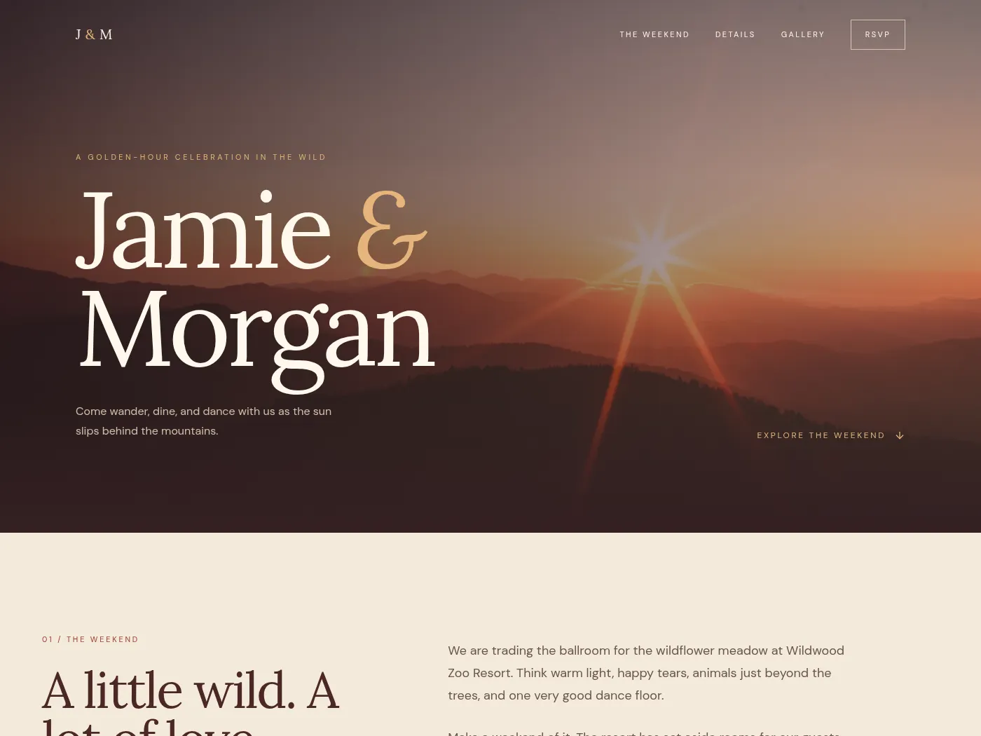 Sunset Zoo Wedding Site