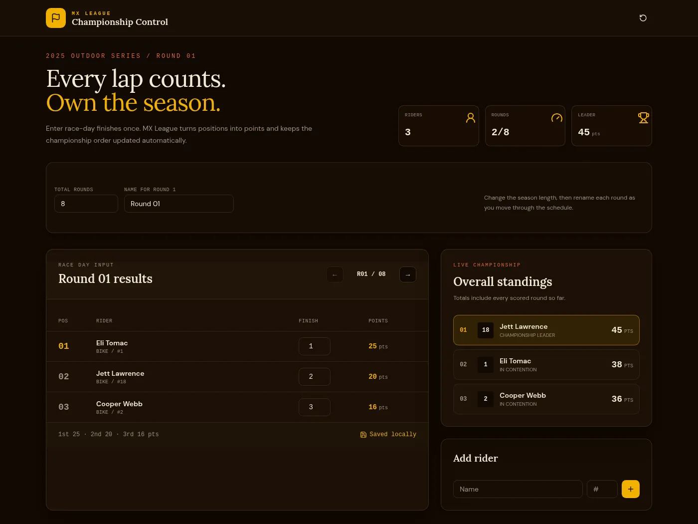MX League Scoring Site