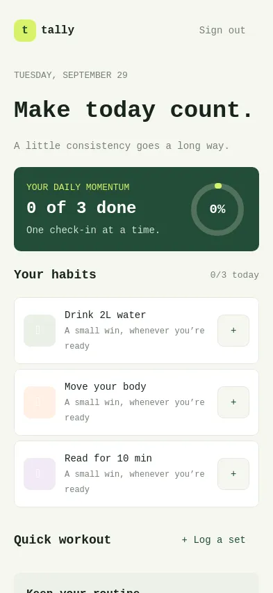 Tally Fitness Tracker