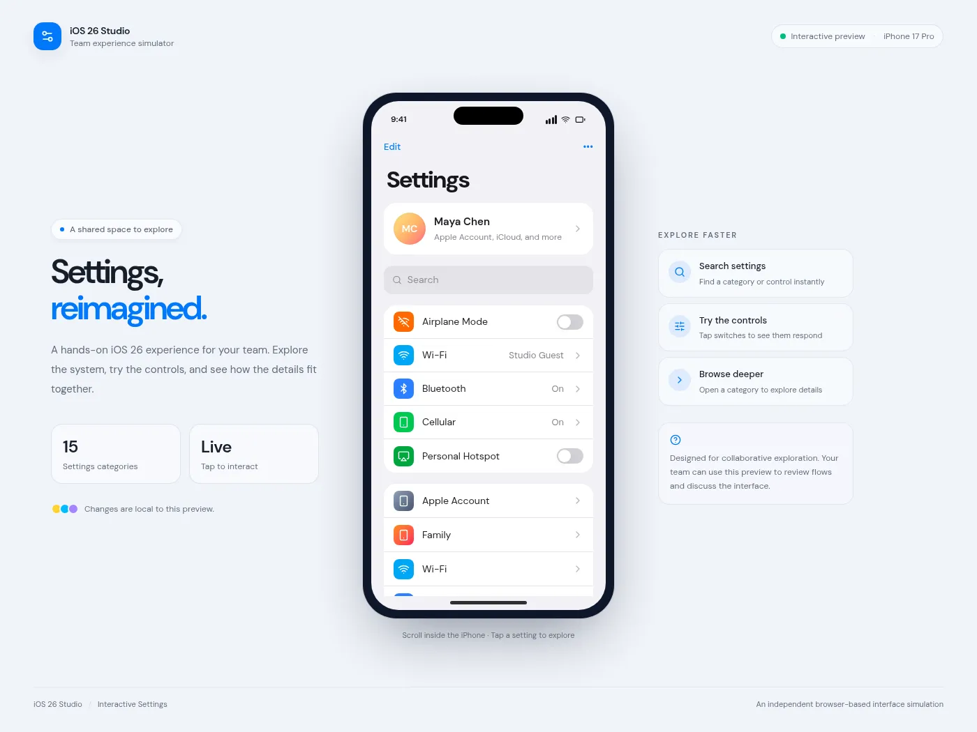 iOS 26 Web Simulator