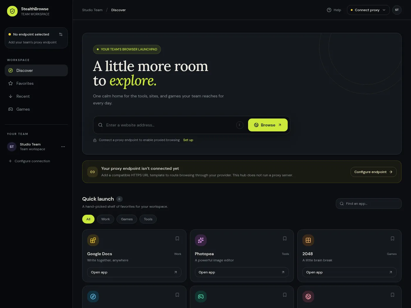 StealthBrowse Hub