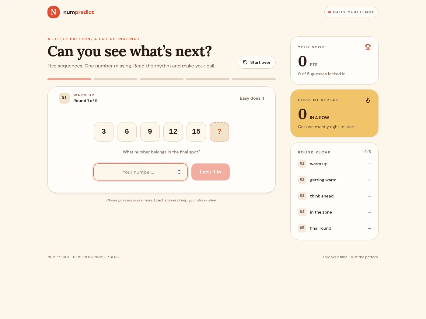 NumPredict Game