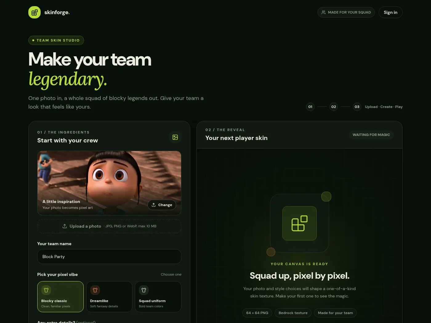 AI Minecraft Skins Generator