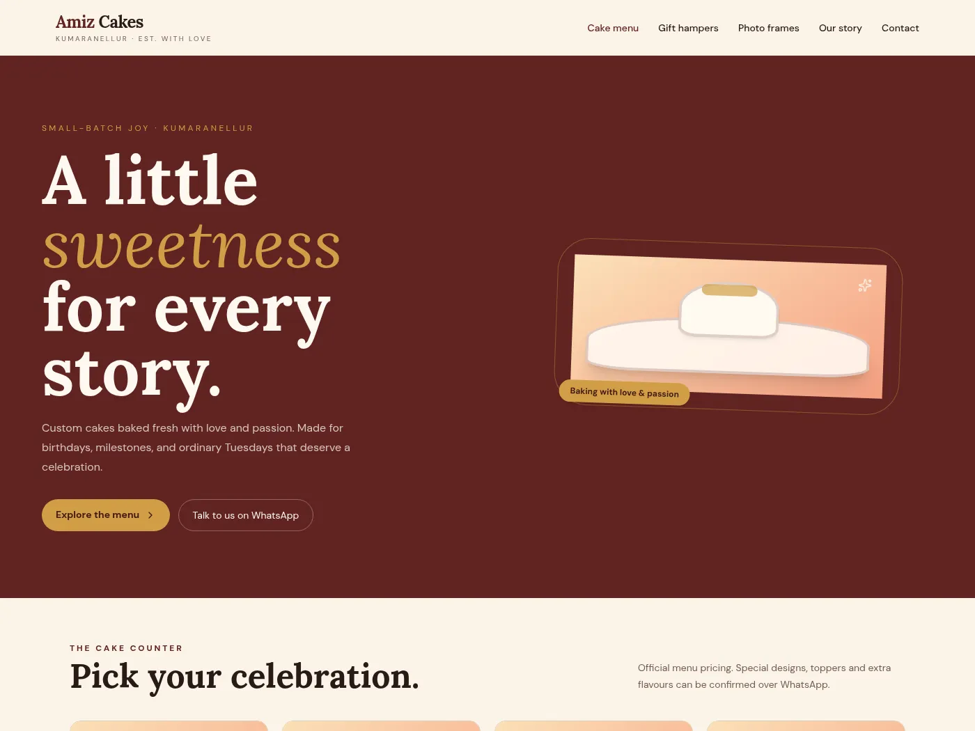 Amiz Cakes E-Commerce