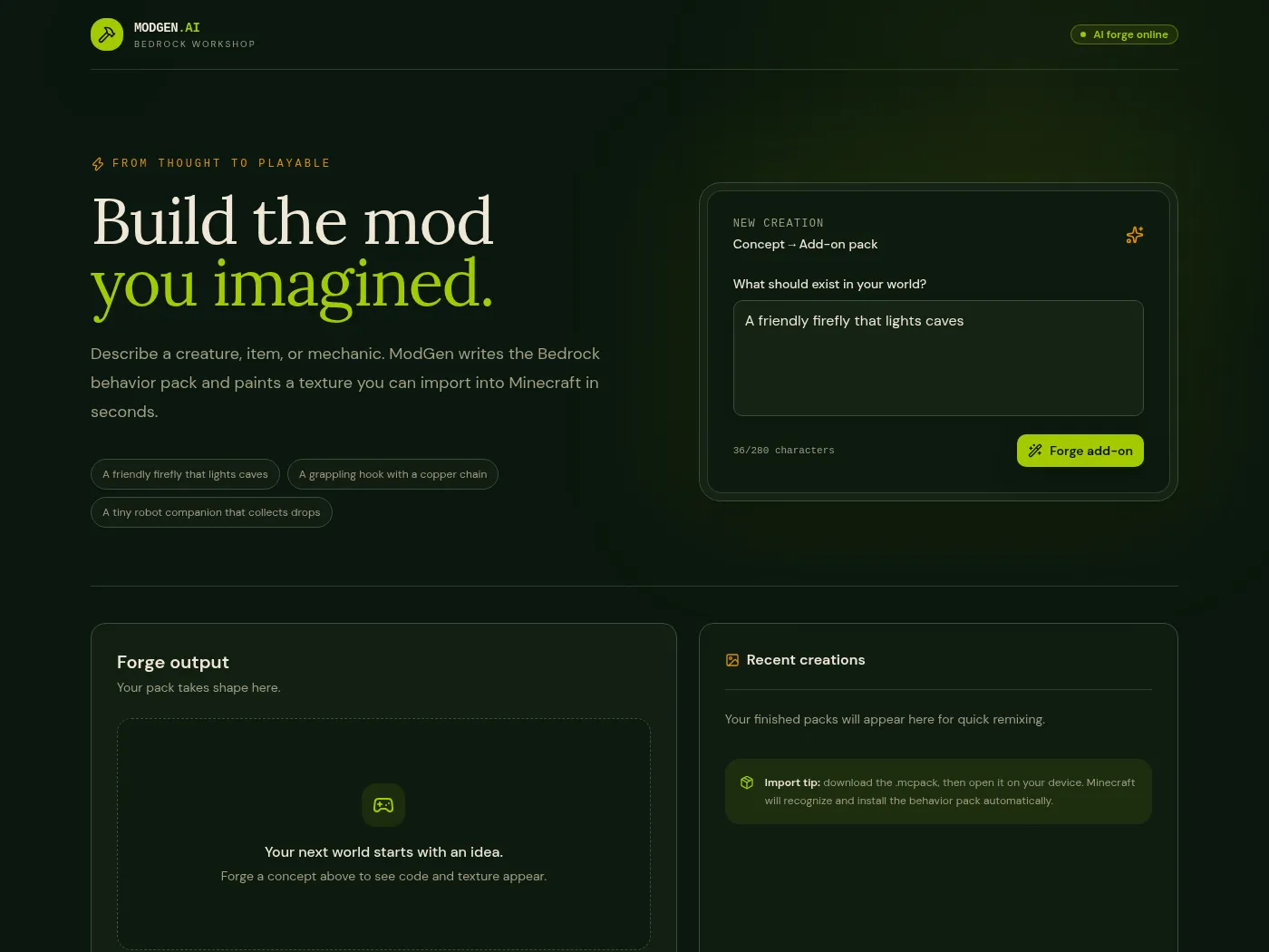 ModGen AI for Minecraft