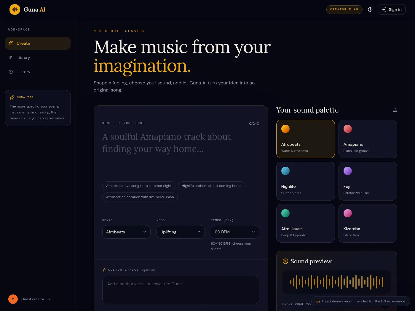 Guna AI Music Maker