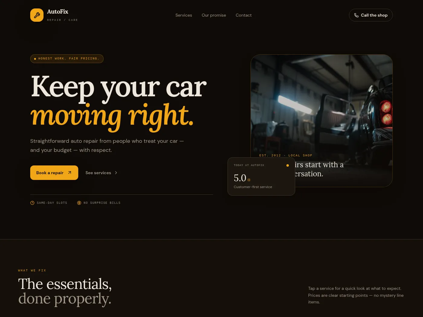 AutoFix Business Card