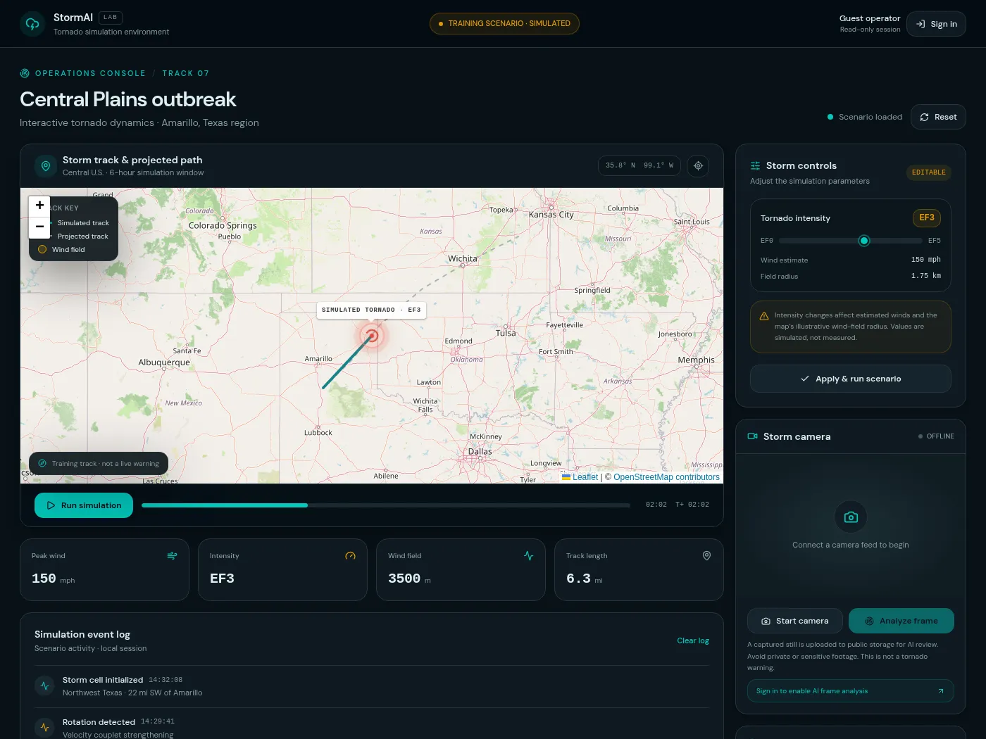 StormAI Tornado Simulator