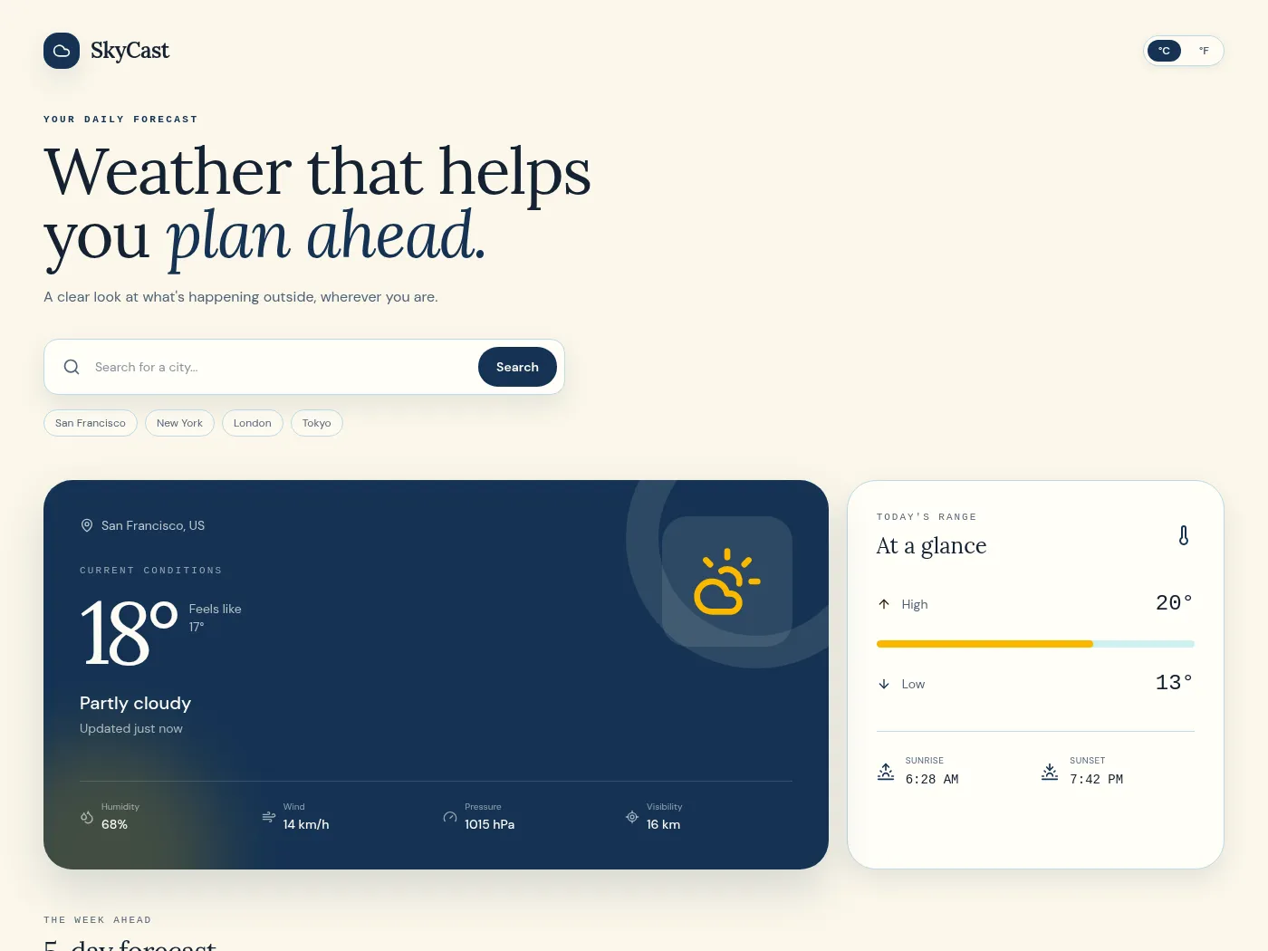 SkyCast Weather Dashboard