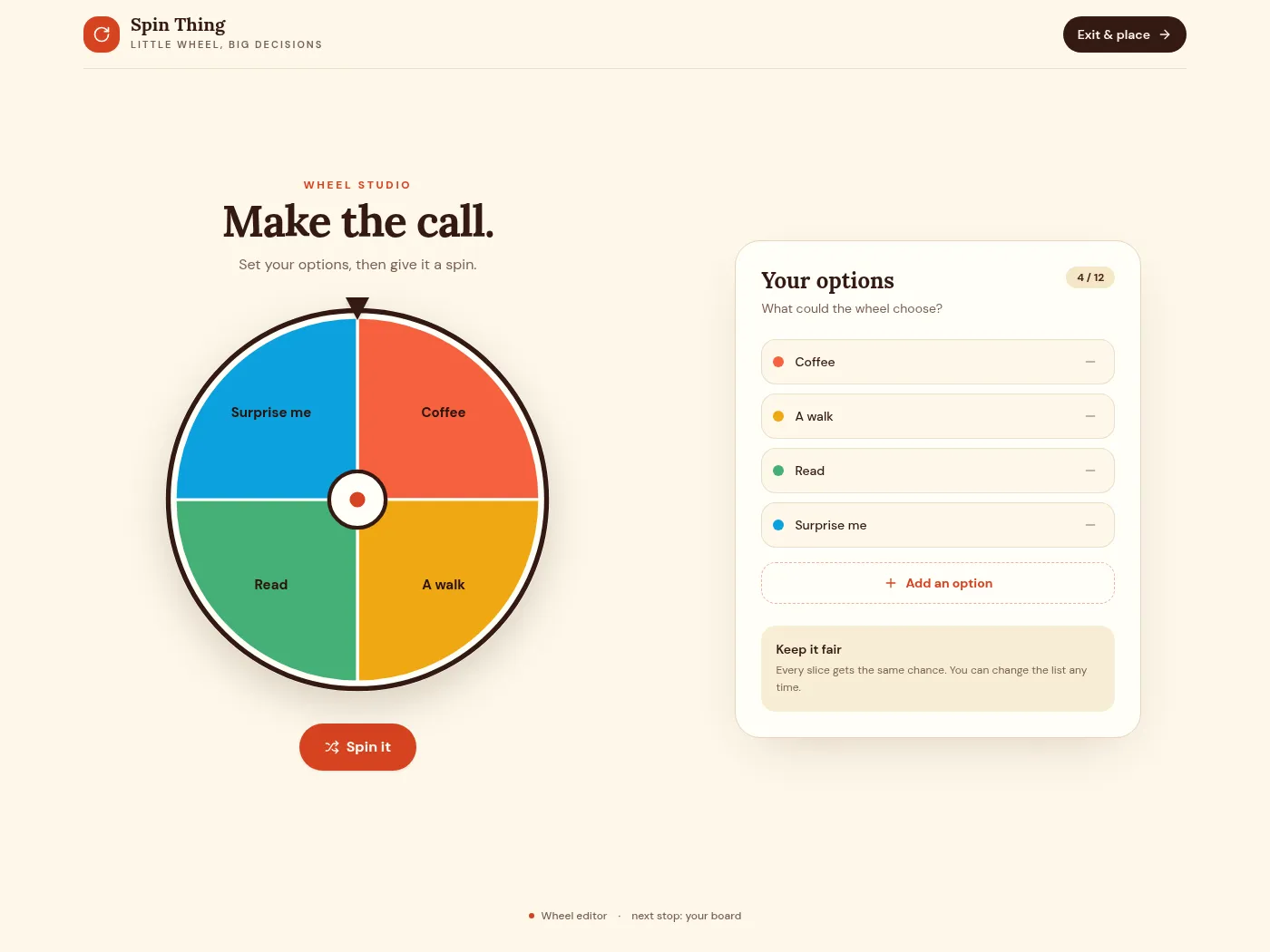 Spin Wheel Selector