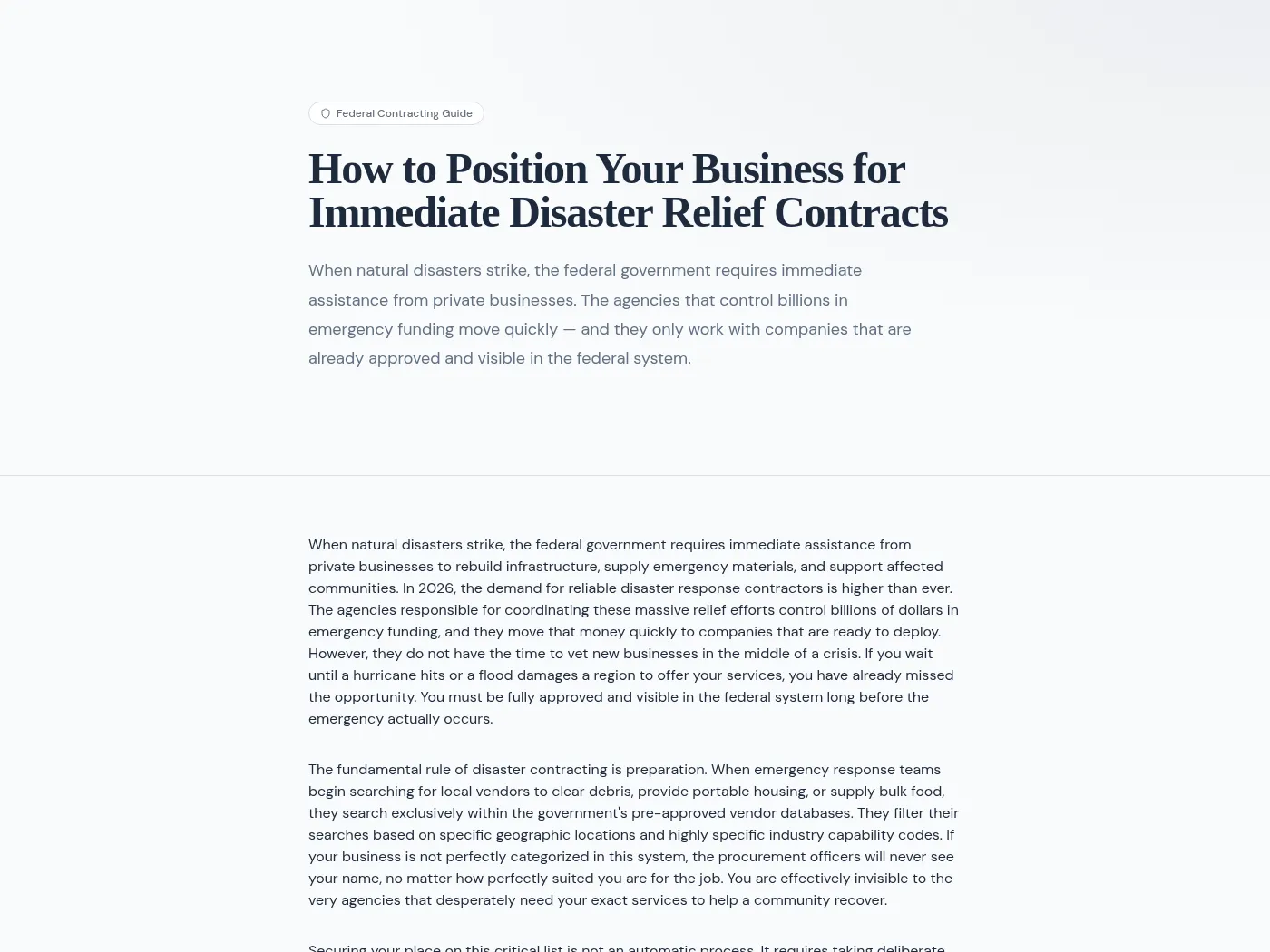 Disaster Relief Biz Guide