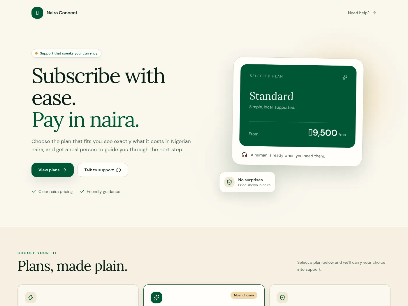 Naira Subscription Connect