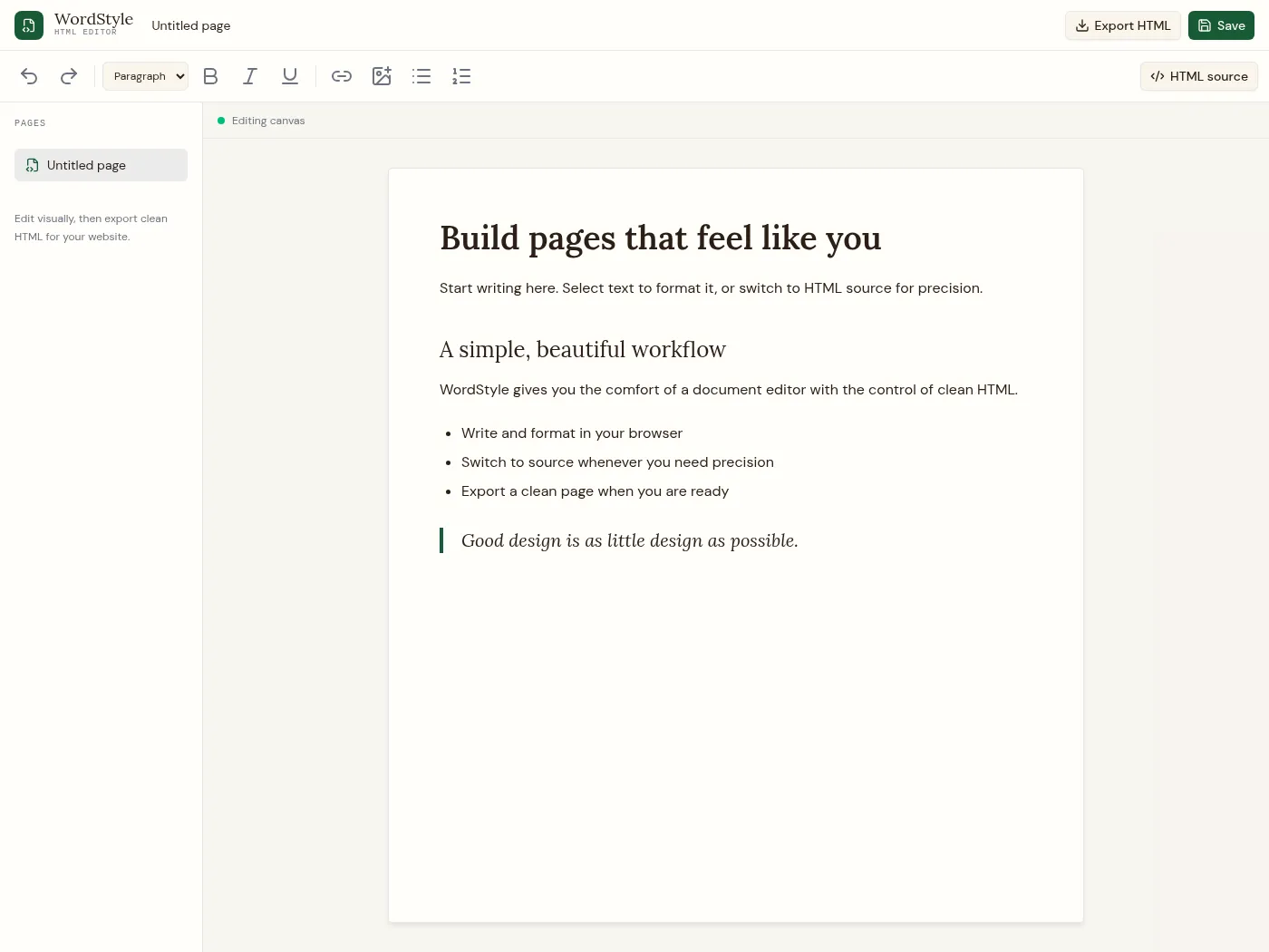 WordStyle HTML Editor
