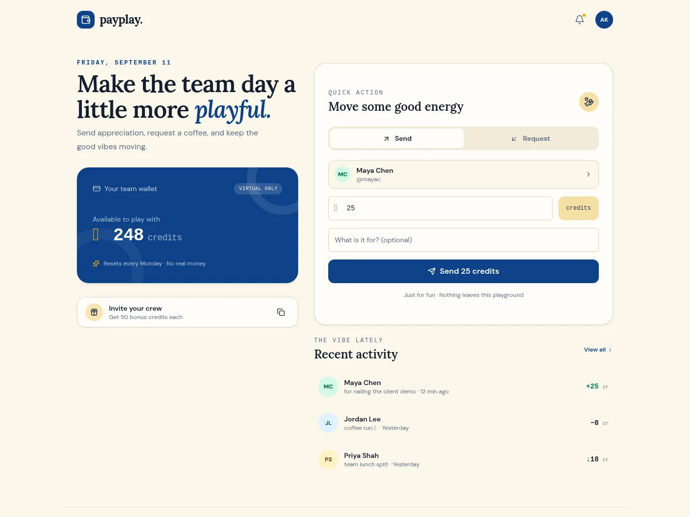 Virtual Pay Playground