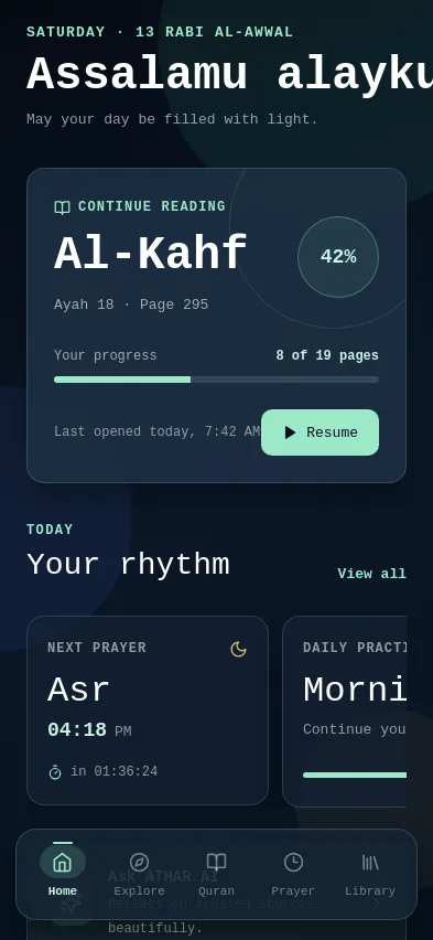 ATHAR Glassmorphic Islamic App
