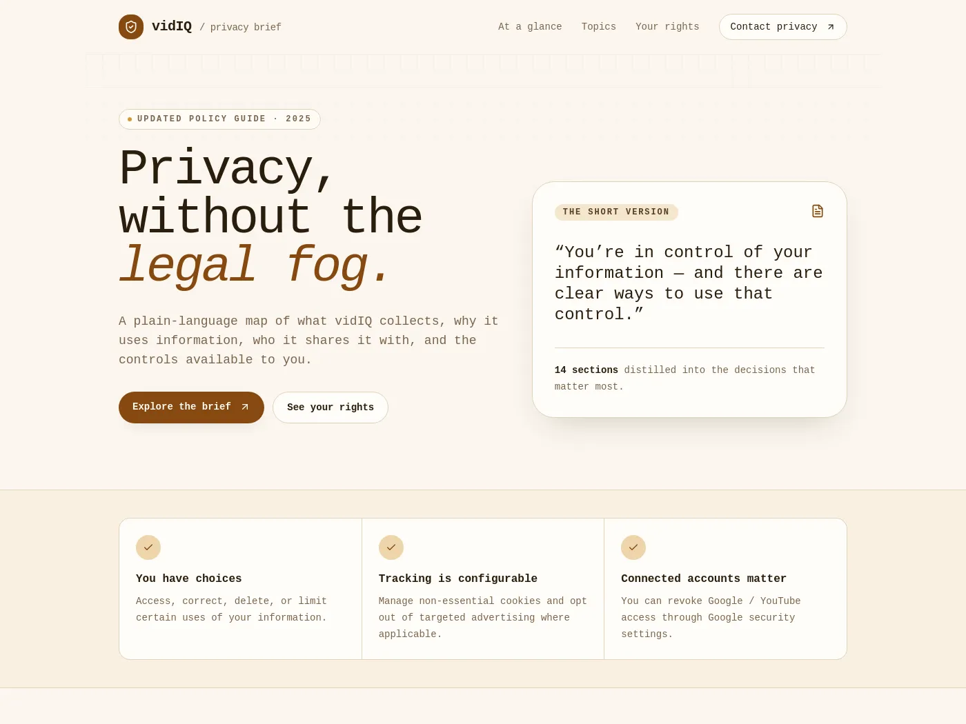 vidIQ Privacy Policy Mobile