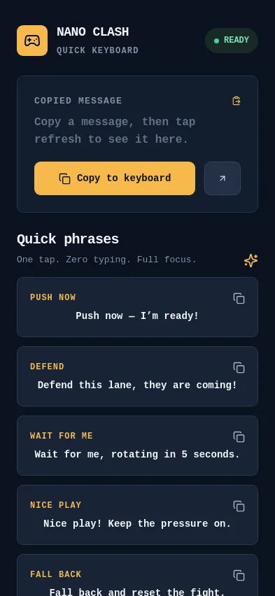 Nano Clash Quick Keyboard