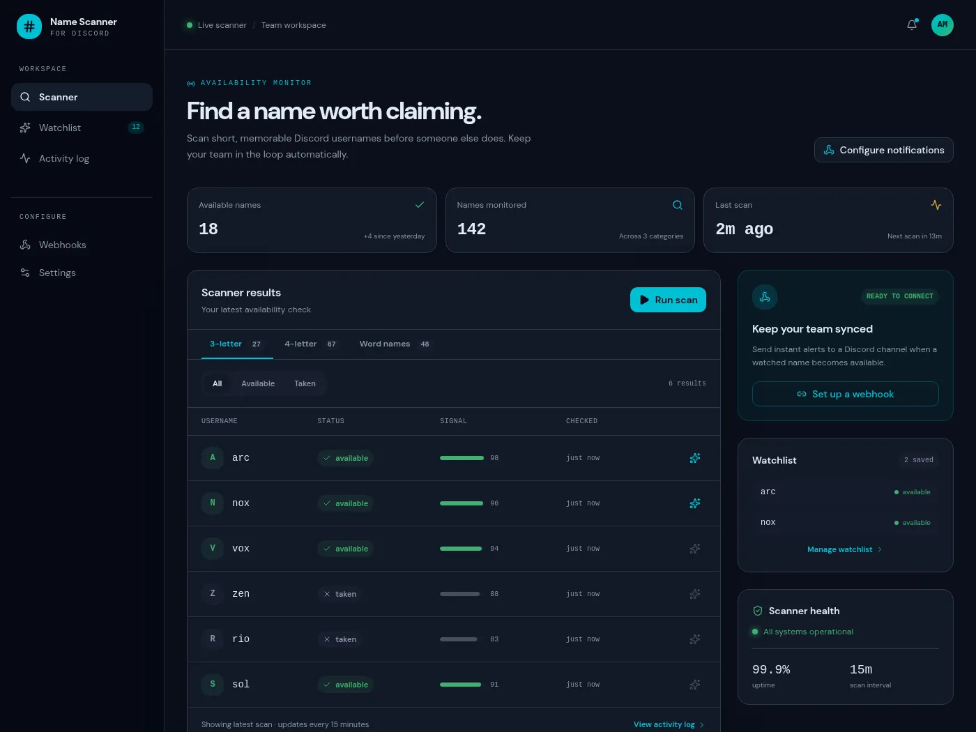 Discord Name Scanner