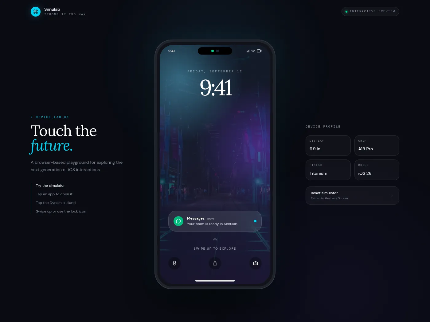 iPhone 17 Web Simulator