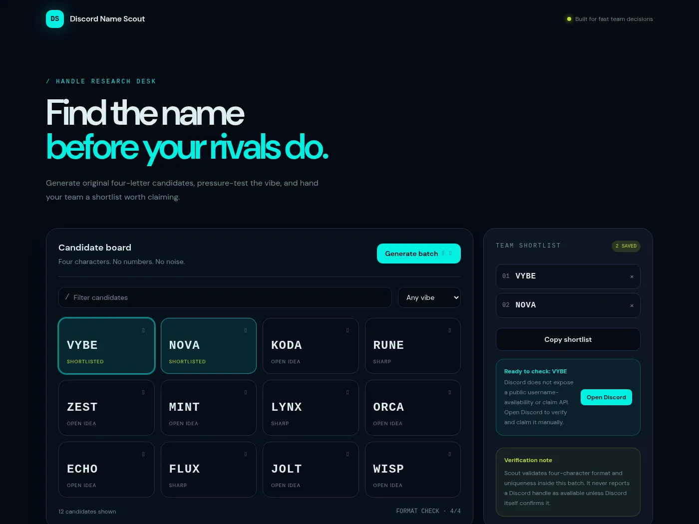 Discord Name Scout