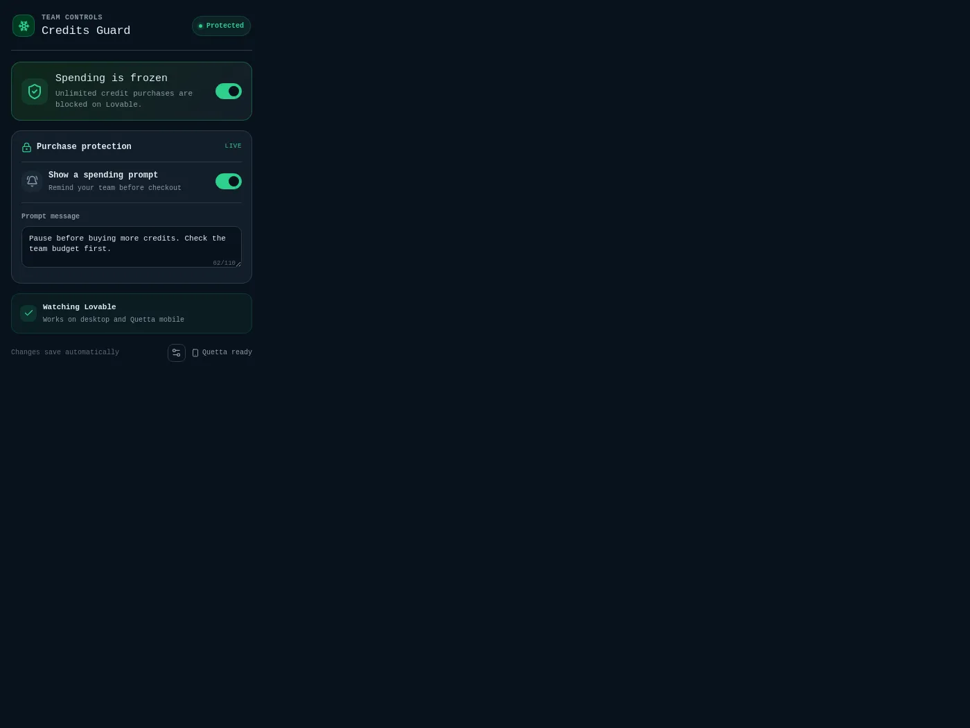 Lovable Credits Guard