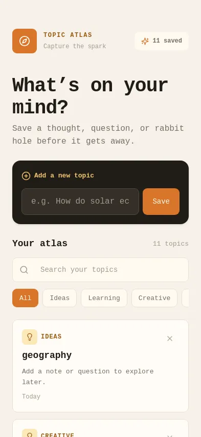 Topic Entry App
