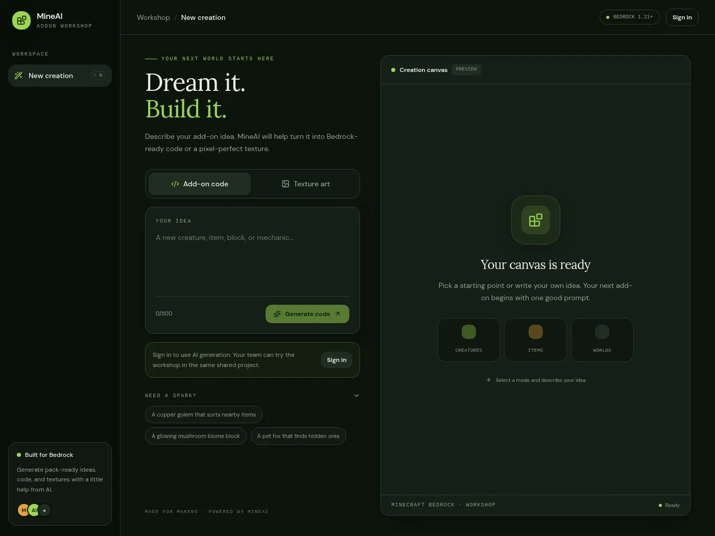 MineAI Add-On Builder