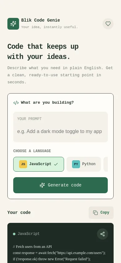 Blik Code Genie
