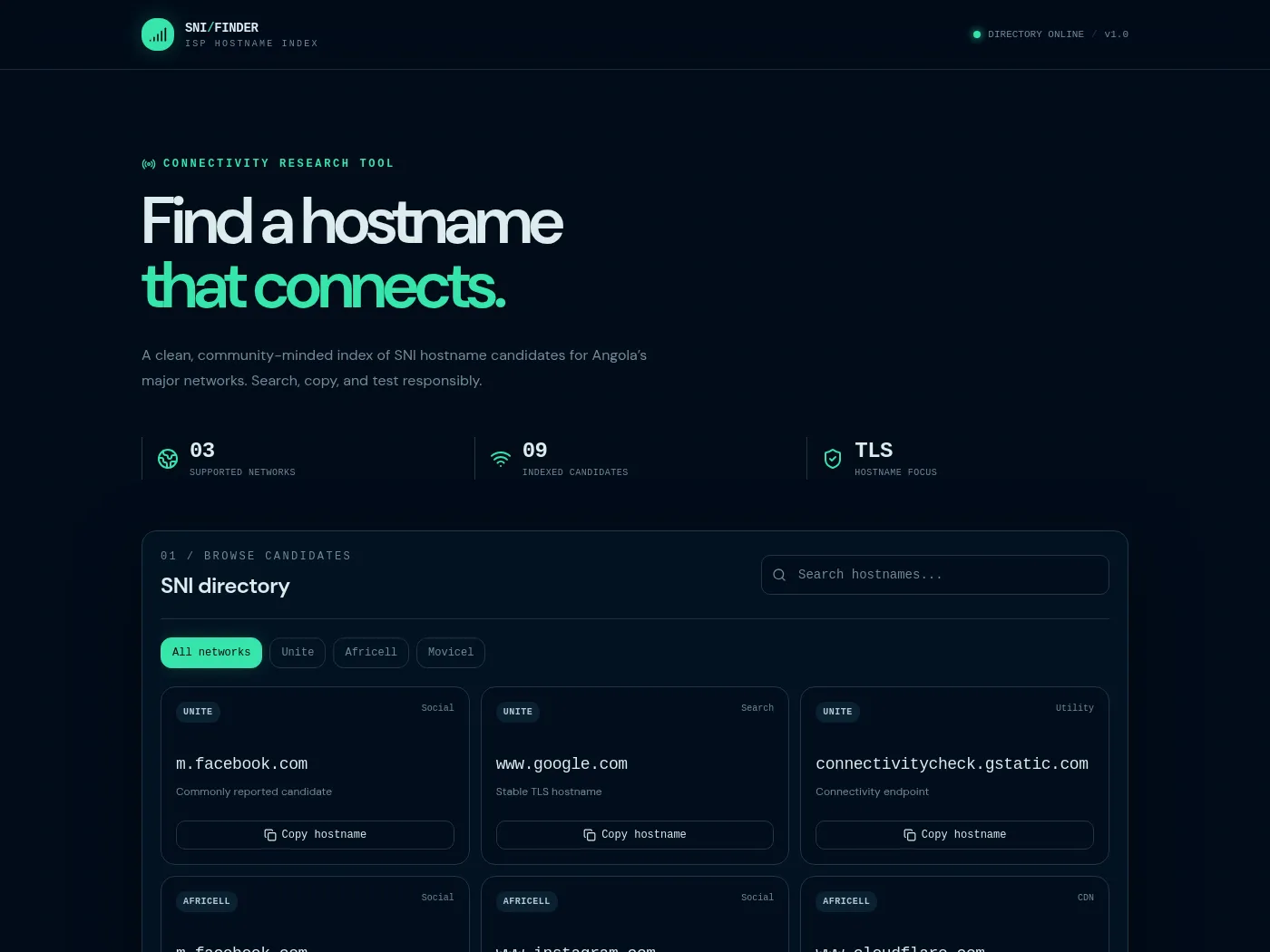 SNI Finder for ISPs