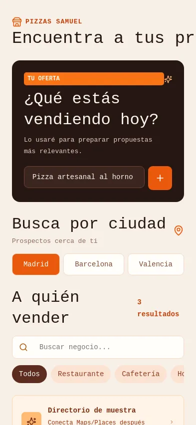 Pizzas Samuel Client Finder