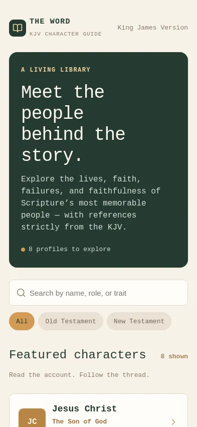 KJV Bible Characters App